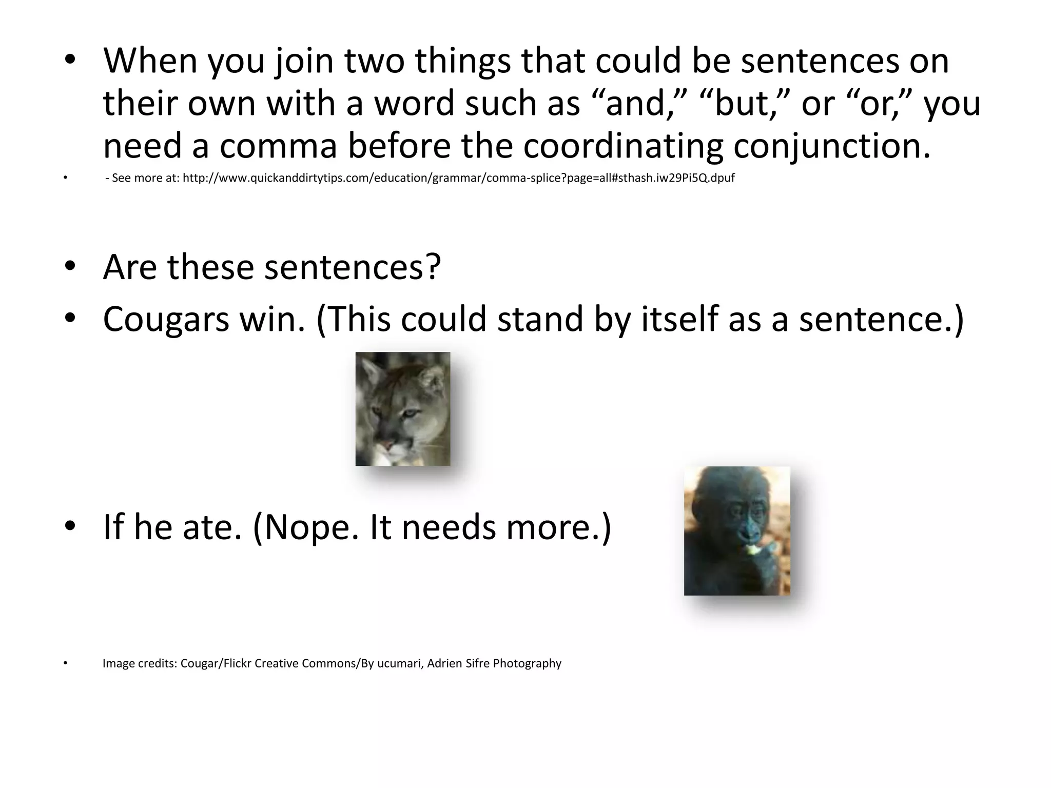 Compound sentences with coordinating conjunctions | PPTX