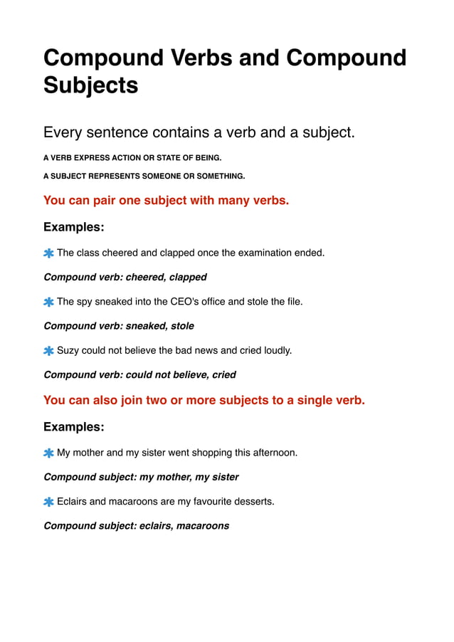 Compound verbs and subjects | PDF