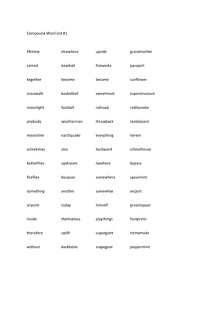 Compound word list | PDF