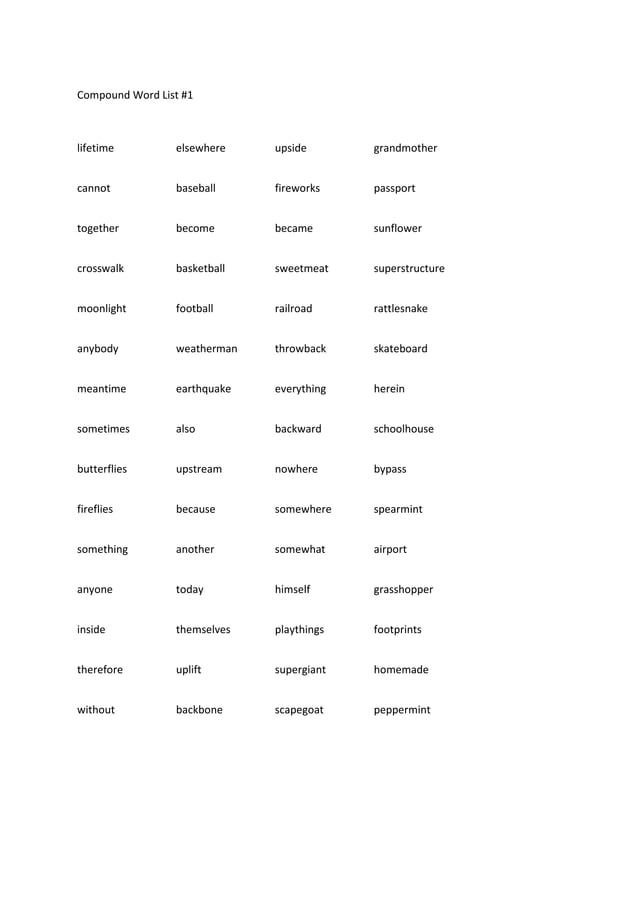 Compound word list | PDF