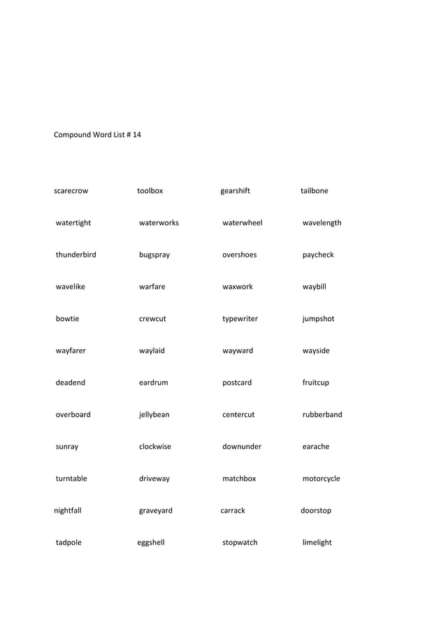Compound word list | PDF