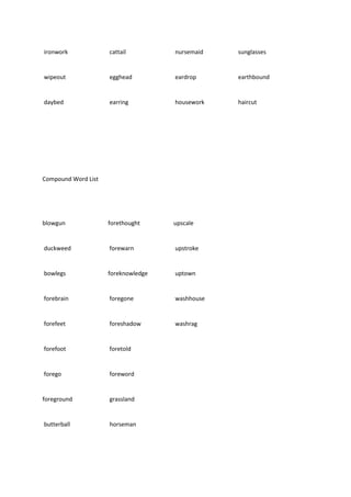 Compound word list | PDF