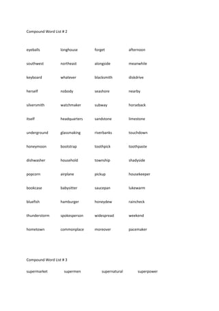 Compound word list | PDF