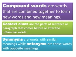 Compound words | PPTX | Chemistry | Science