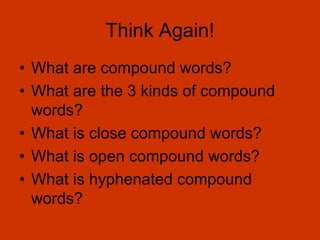 CompoundWordsPowerPointwithnarration-1.ppt | Chemistry | Science