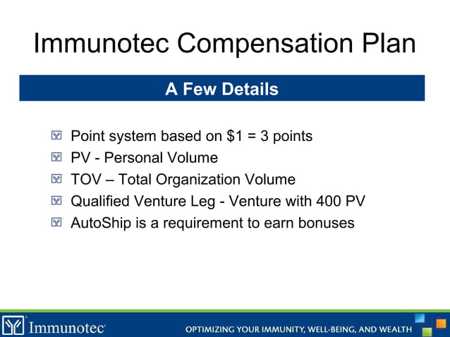 Immunotec Compensation Plan - English | PPT
