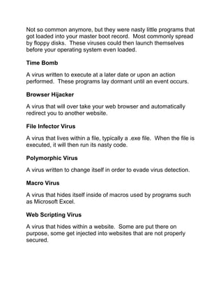 COMPUTERS ( types of viruses) | DOCX