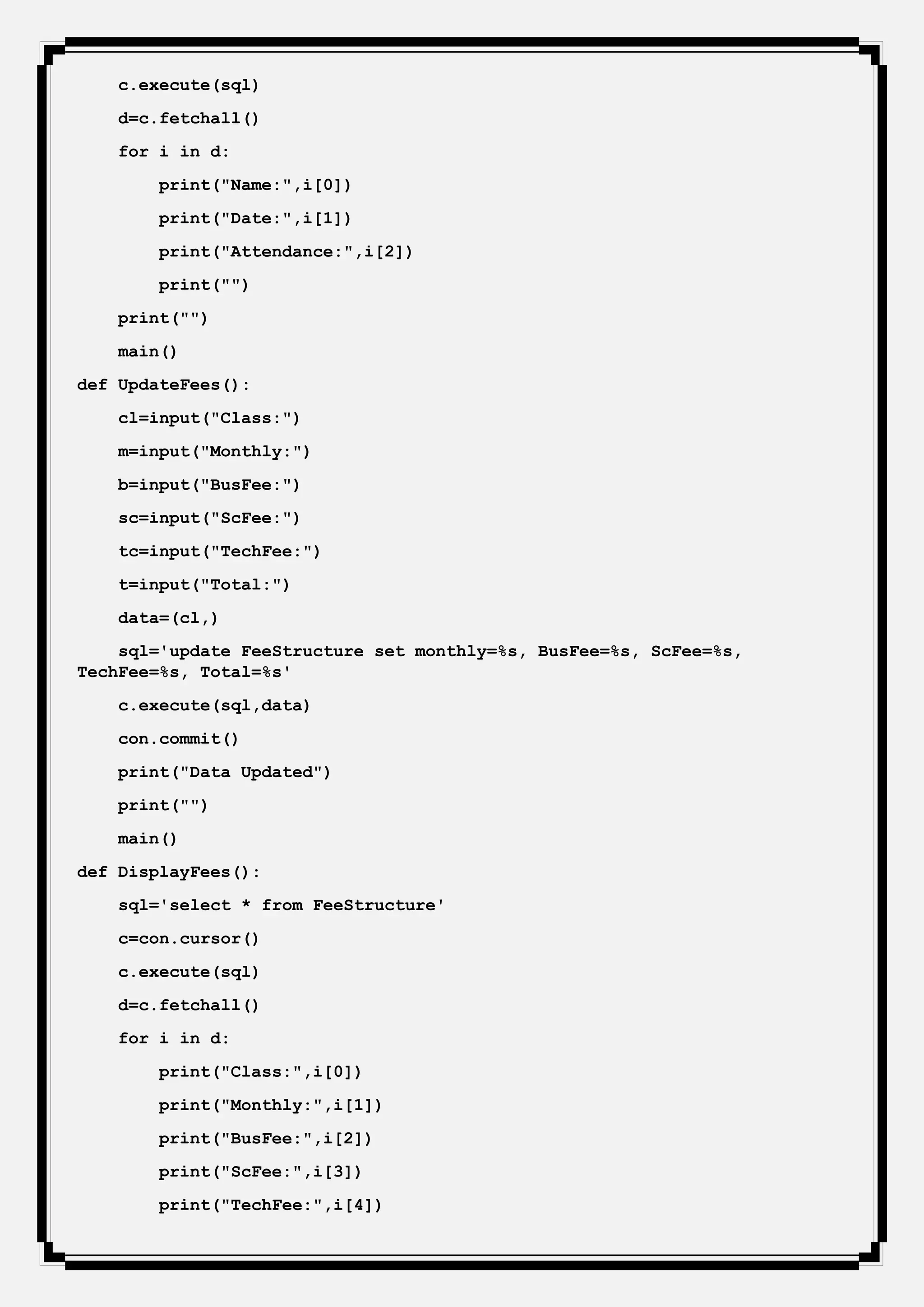 Computer Project for class 12 CBSE on school management | PDF