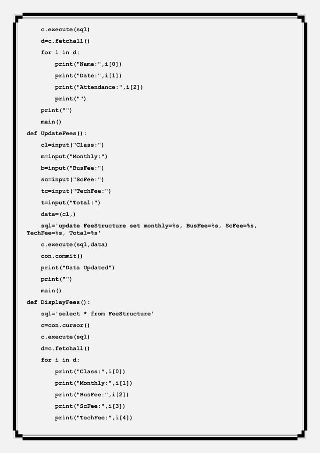 Computer Project for class 12 CBSE on school management | PDF