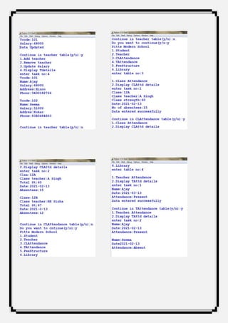 Computer Project for class 12 CBSE on school management | PDF