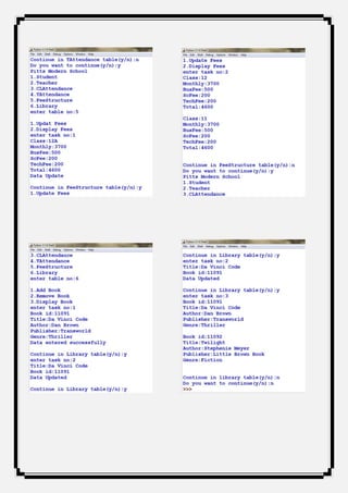 Computer Project for class 12 CBSE on school management | PDF