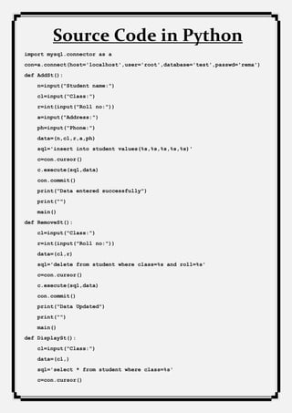 Computer Project for class 12 CBSE on school management | PDF