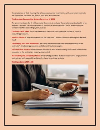 Comprehending SF 1408 to Fulfill DCAA Accounting System Requirements ...