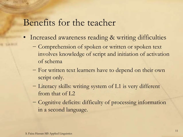 English Language Teaching: Schema and Script Theory (Reading & writing Process with L2 ...