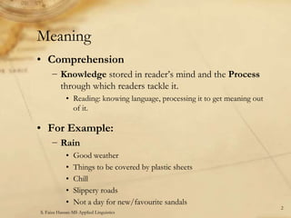 English Language Teaching: Schema and Script Theory (Reading & writing Process with L2 ...