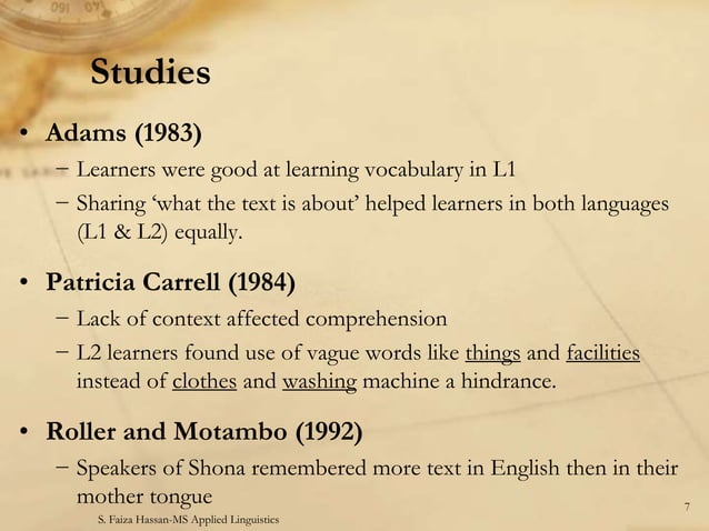 English Language Teaching: Schema and Script Theory (Reading & writing Process with L2 ...