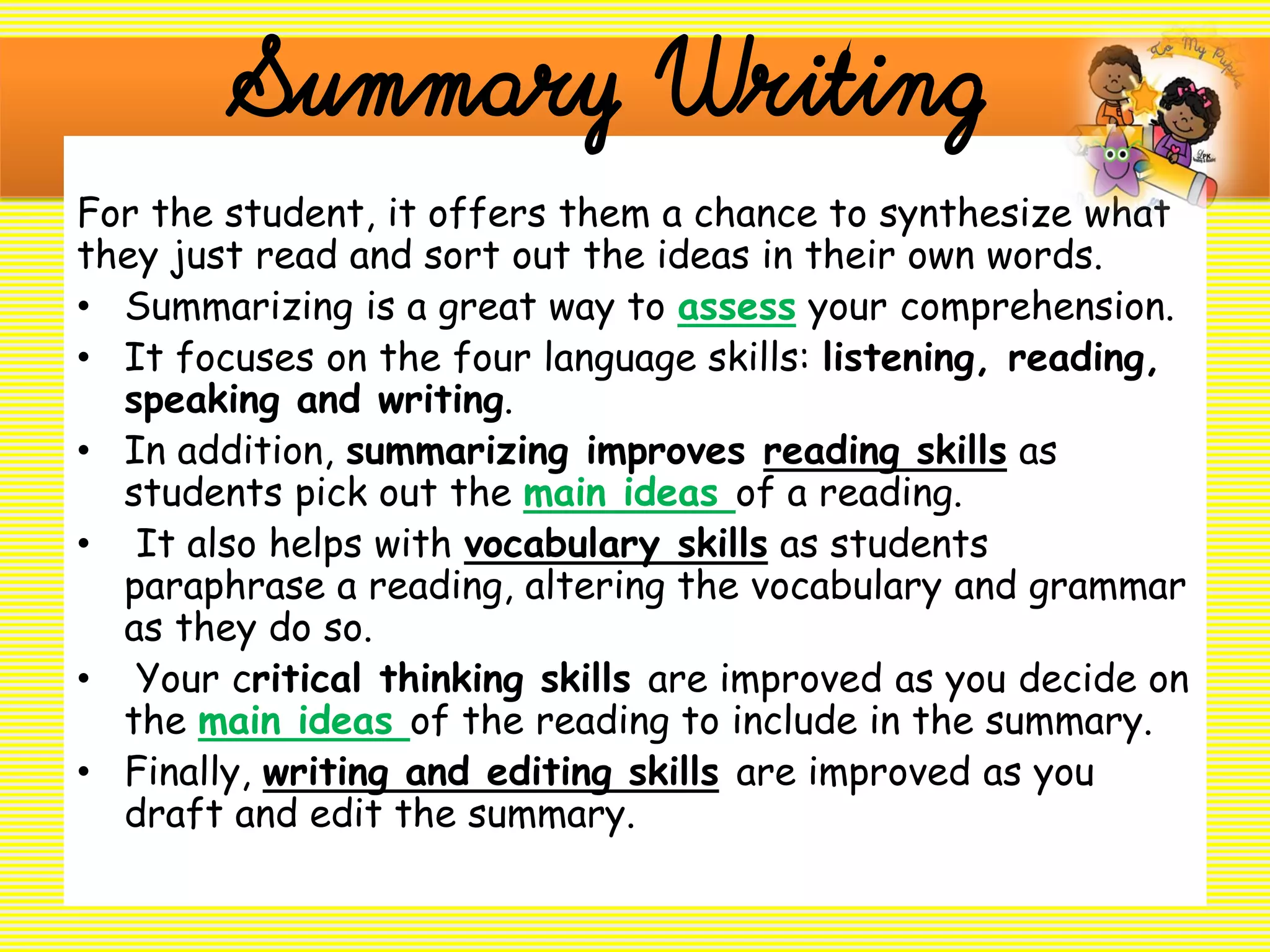 Scaffolding Summary Writing | PPT