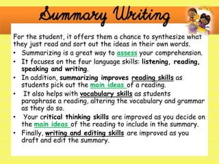 Scaffolding Summary Writing | PPT