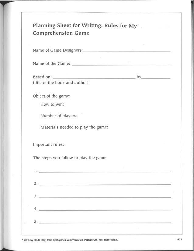 Comprehension game plan