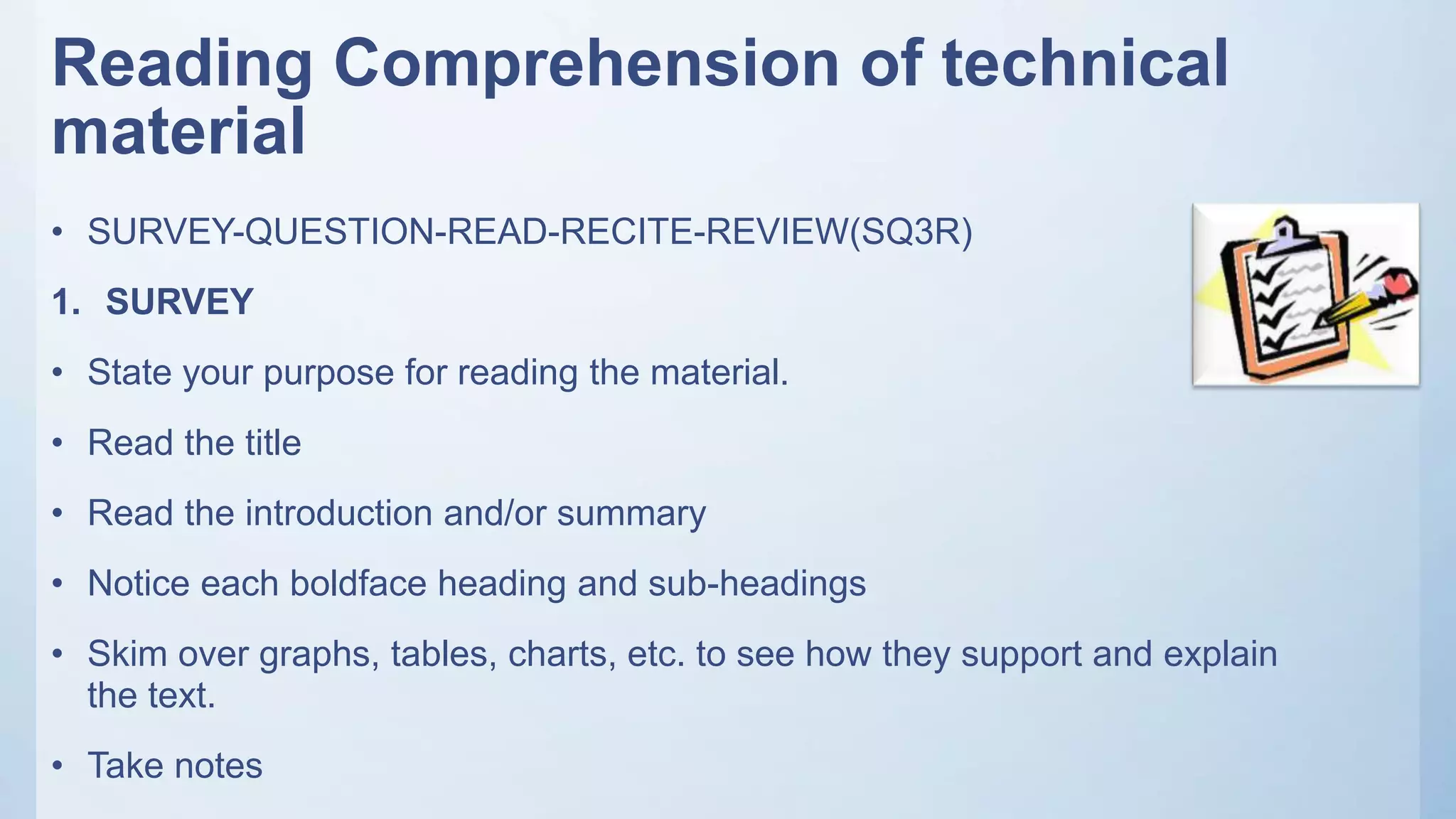Comprehension of technical material | PPTX