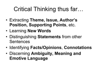 Comprehension (Critical Thinking) | PPT