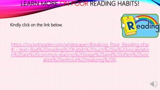 Reading and Comprehension presentation- Poor Reading Habits | PPT