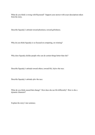 Comprehension questions for raymond's run | PDF