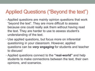 Comprehension Questions Tutorial (Literal, Inferential, Applied) | PPTX