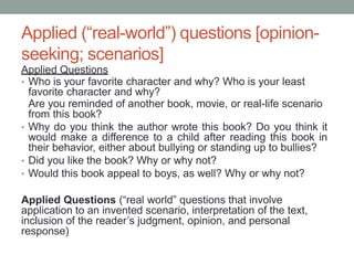 Comprehension Questions Tutorial (Literal, Inferential, Applied) | PPTX