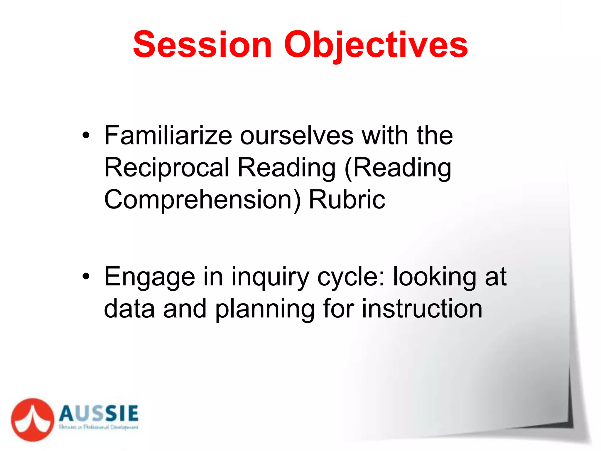 Reciprocal Reading Comprehension Rubric MSQI ELA Department ...