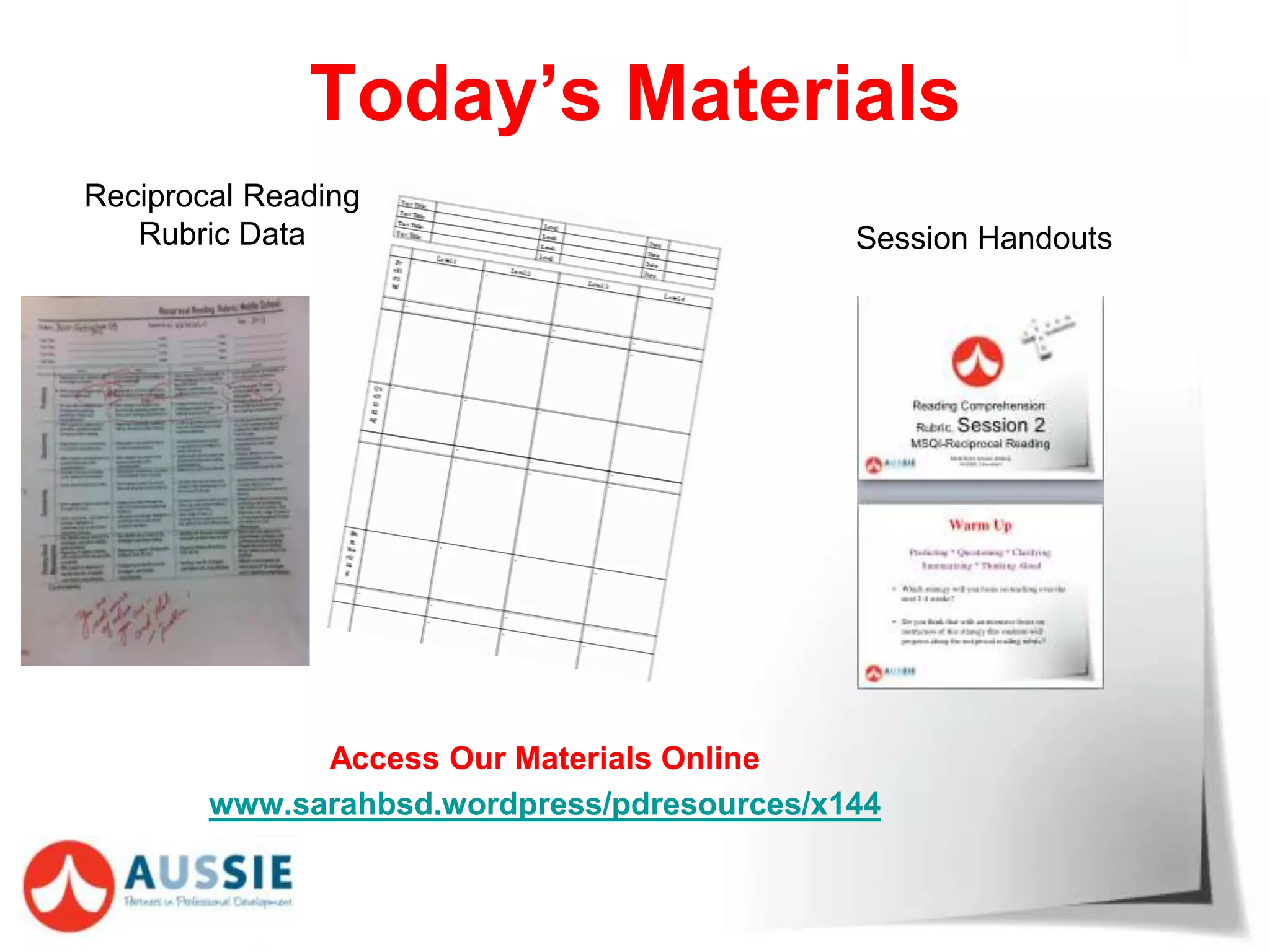 Reciprocal Reading Comprehension Rubric MSQI ELA Department ...