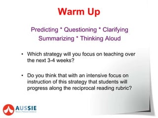 Reciprocal Reading Comprehension Rubric MSQI ELA Department ...