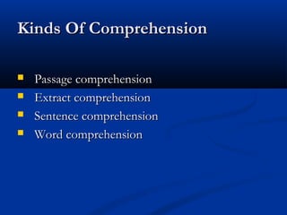 Comprehension skills | PPT