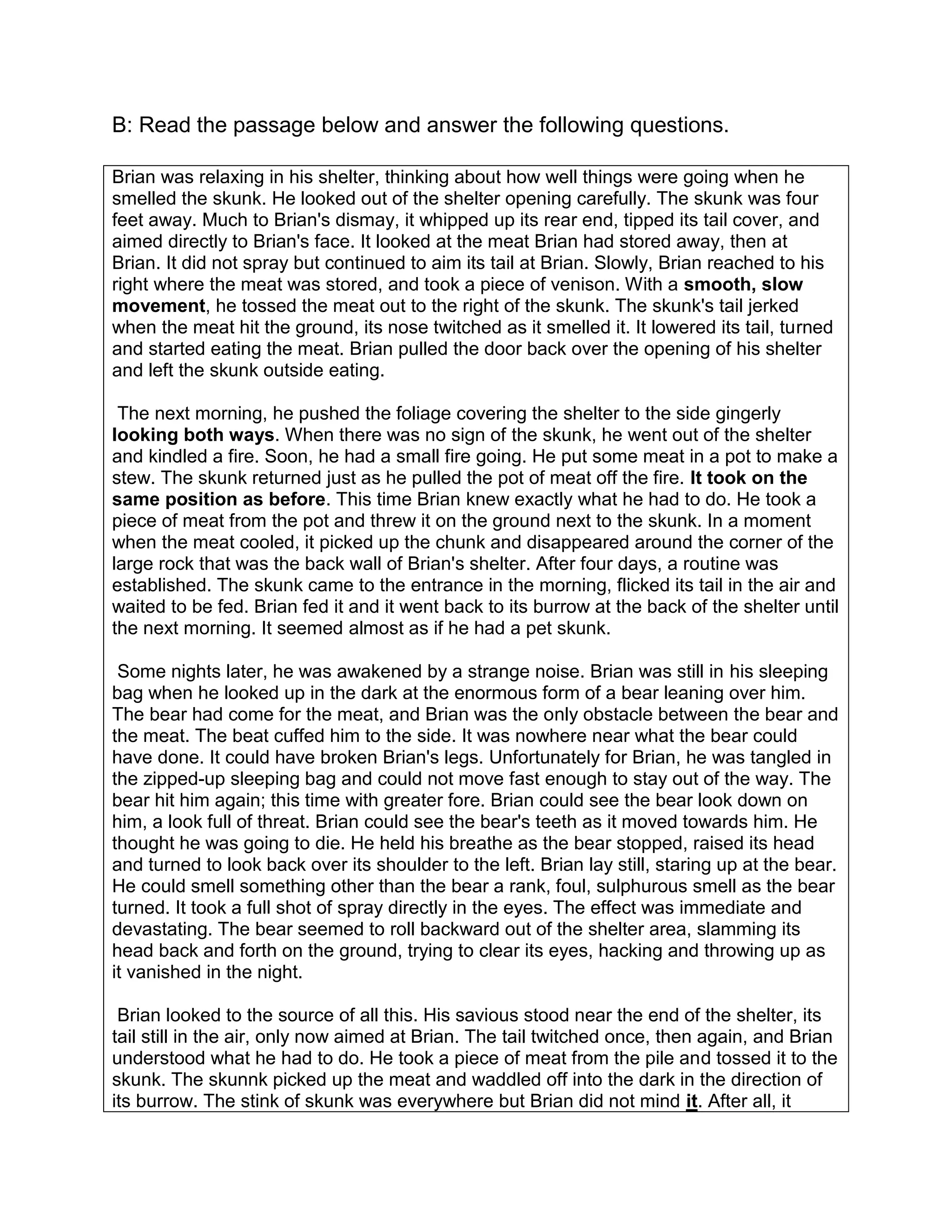 Comprehension test (4) | DOCX