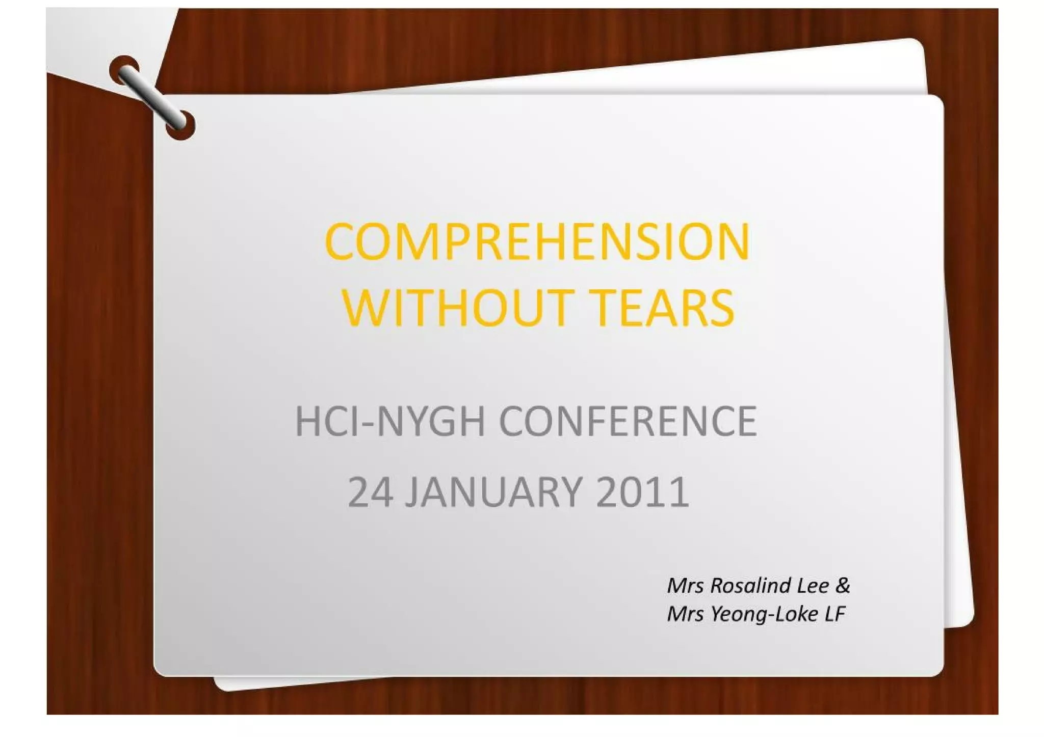 COMPREHENSION WITHOUT TEARS | PDF