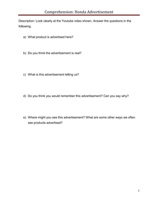 Comprehension worksheet | PDF