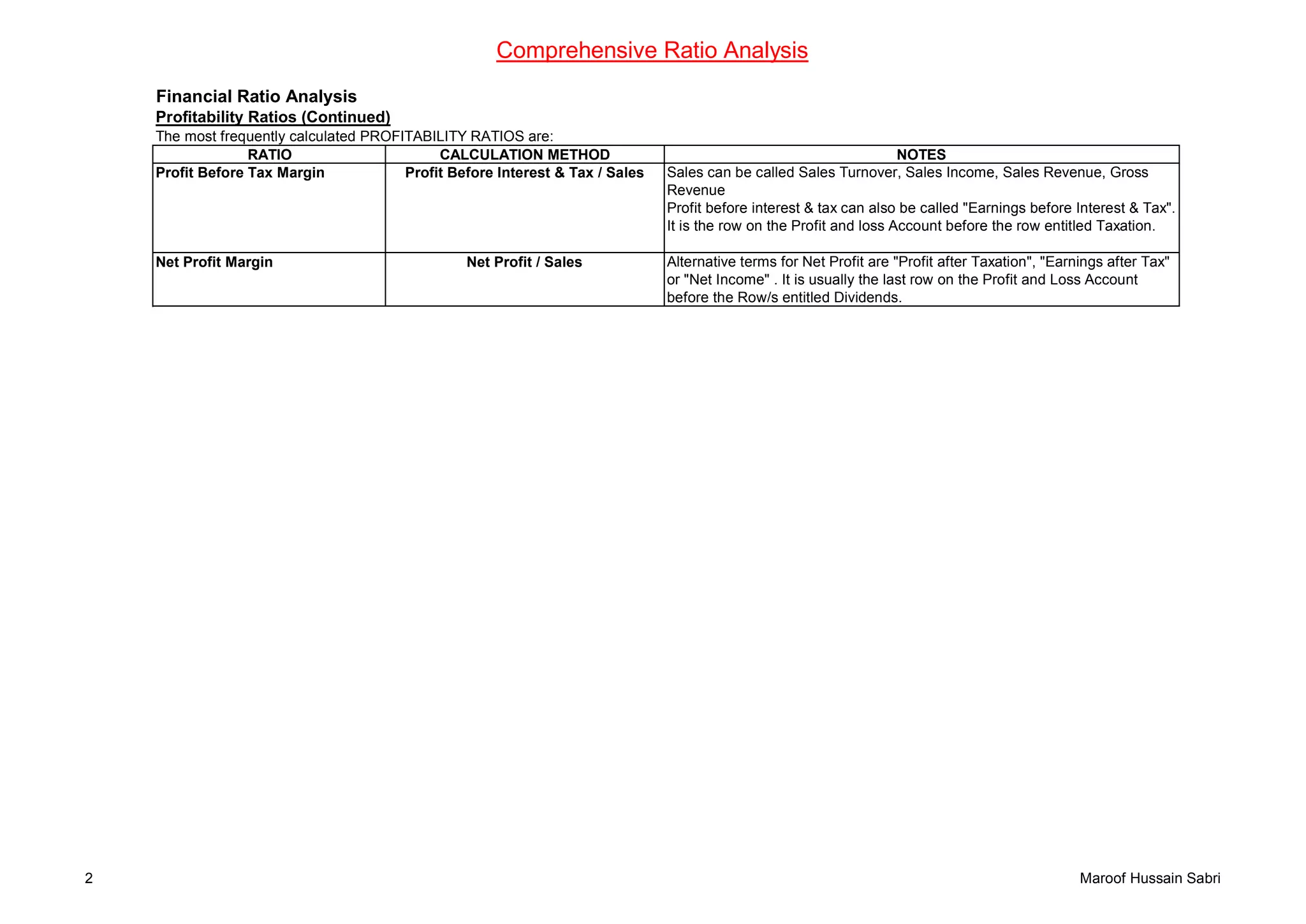 Comprehensive Ratio Analysis | PDF