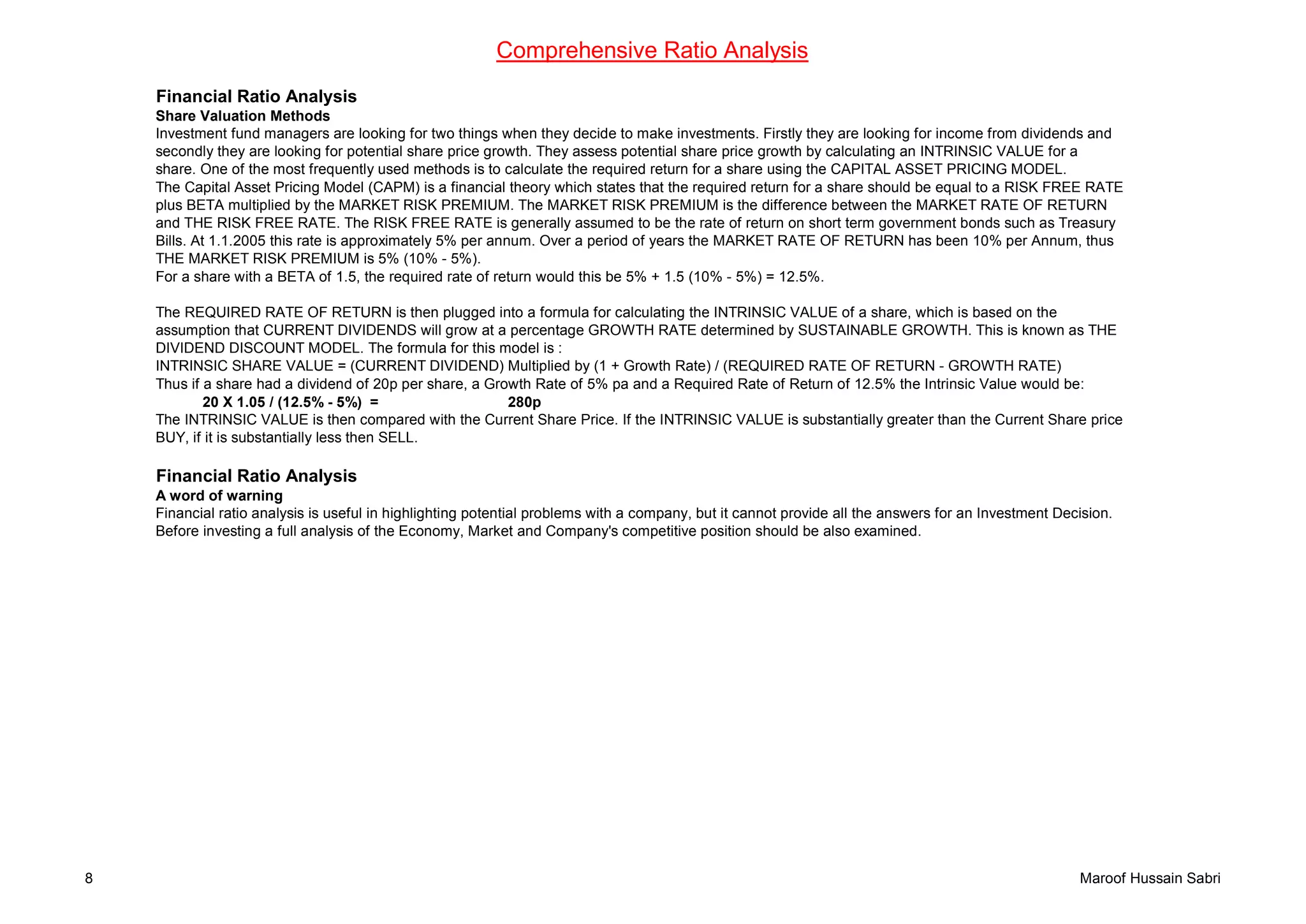 Comprehensive Ratio Analysis | PDF