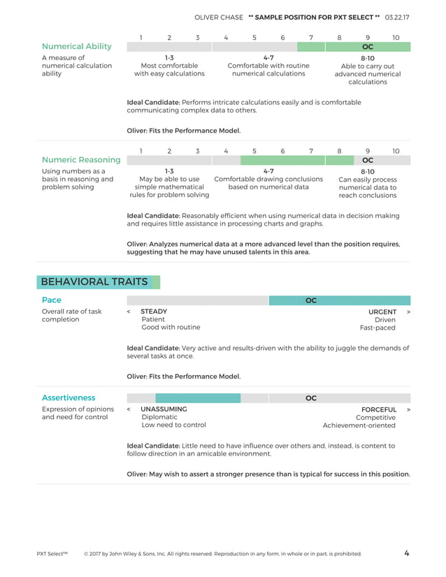 PXT Select™ Comprehensive Selection Report sample | PDF