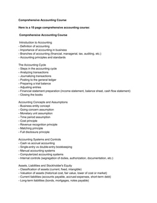 Accounting, training course in accounting . | DOCX | Stocks and Bonds ...