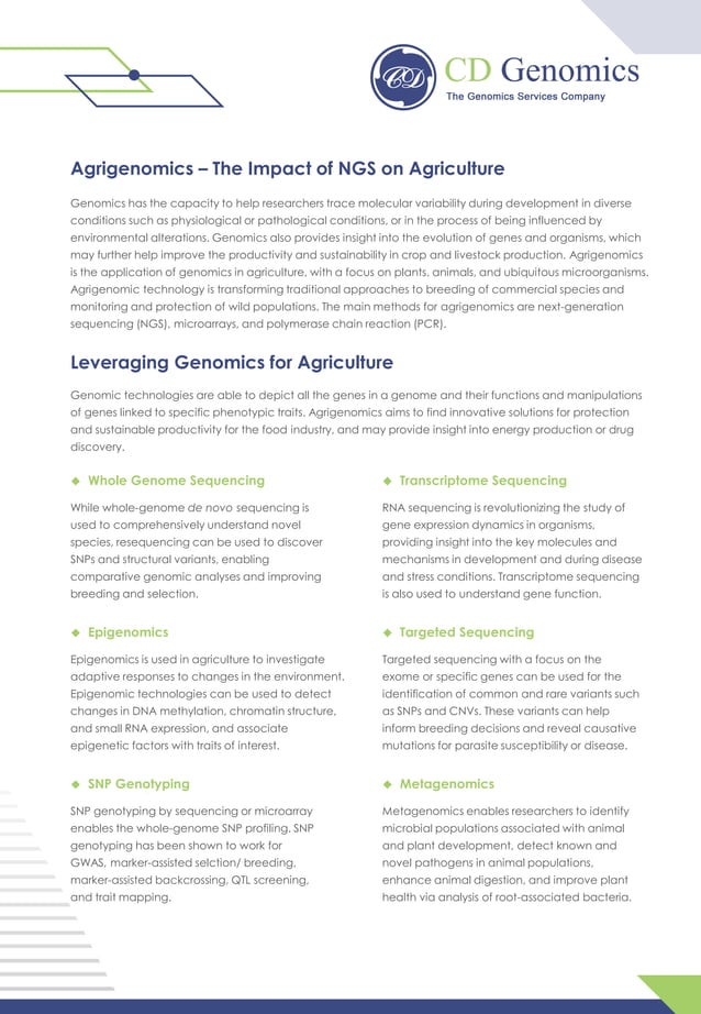 Comprehensive Agrigenomics Solutions | PDF