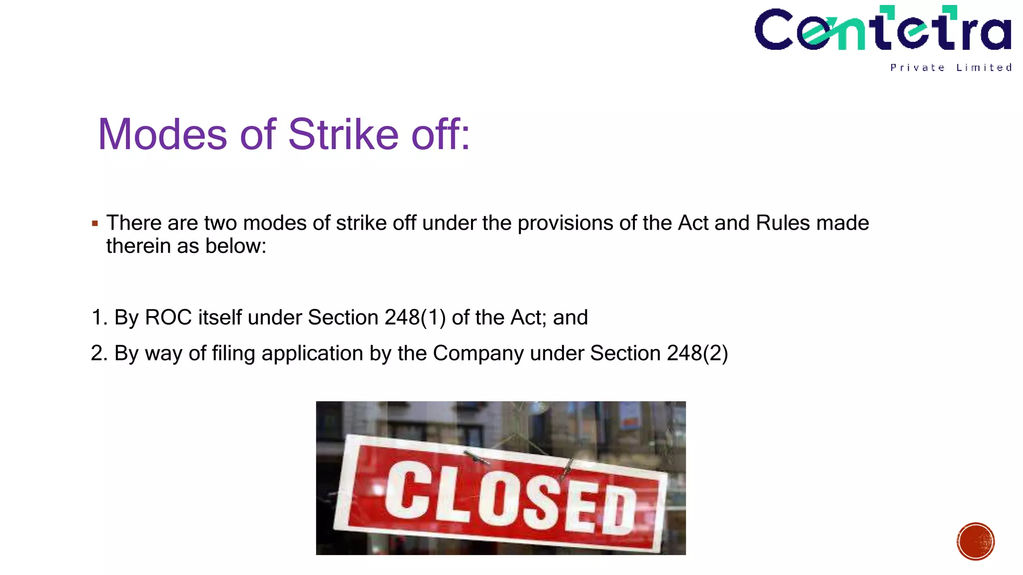Comprehensive analysis of strike off under companies act, 2013 | PPTX