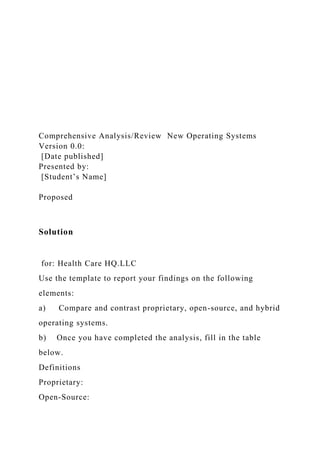 Comprehensive AnalysisReview New Operating Systems.docx