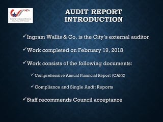 Comprehensive Annual Financial Report (CAFR) and Audit Report | PPT