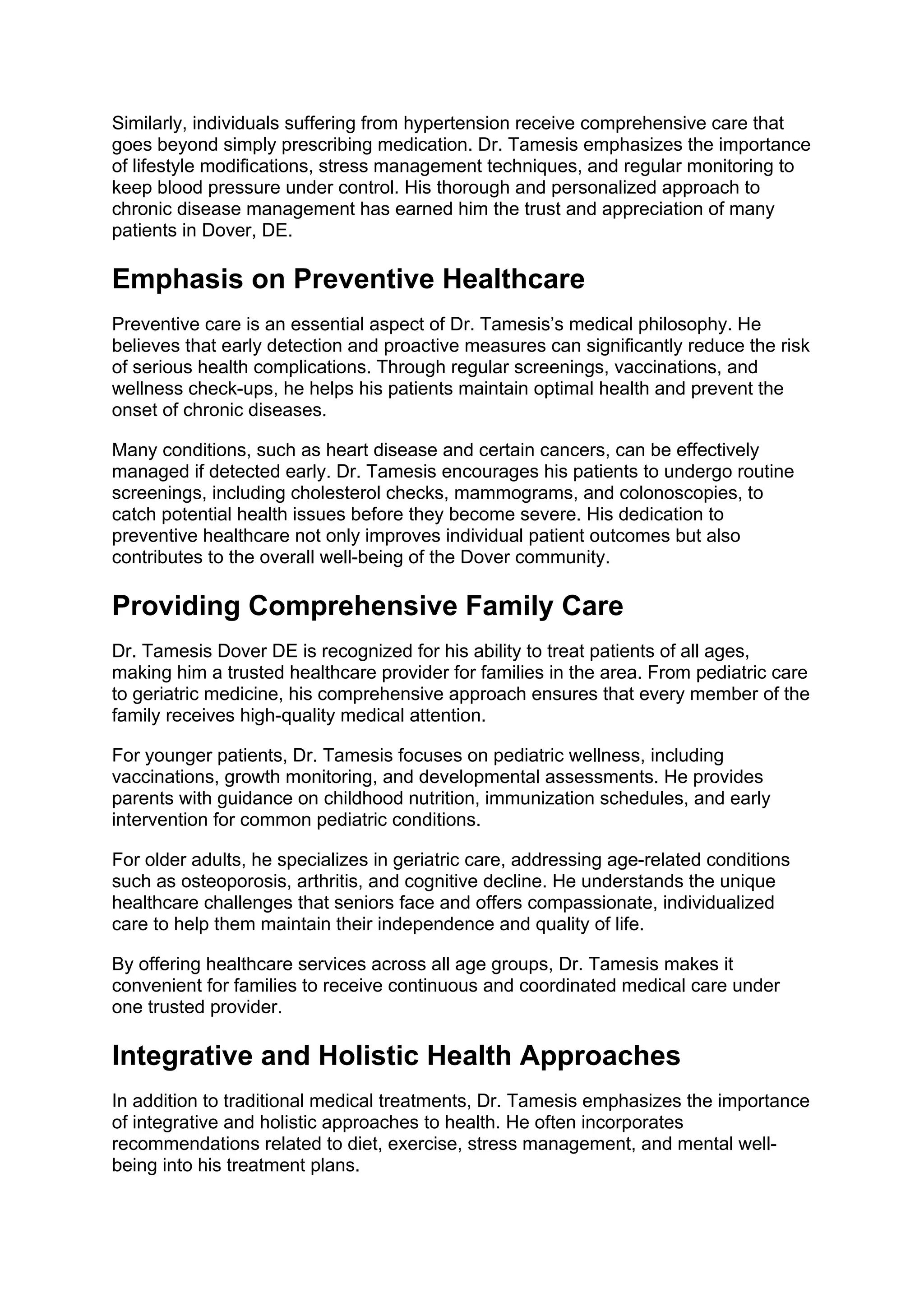 Comprehensive Care with Dr. Tamesis_ Serving the Dover, DE Community.docx