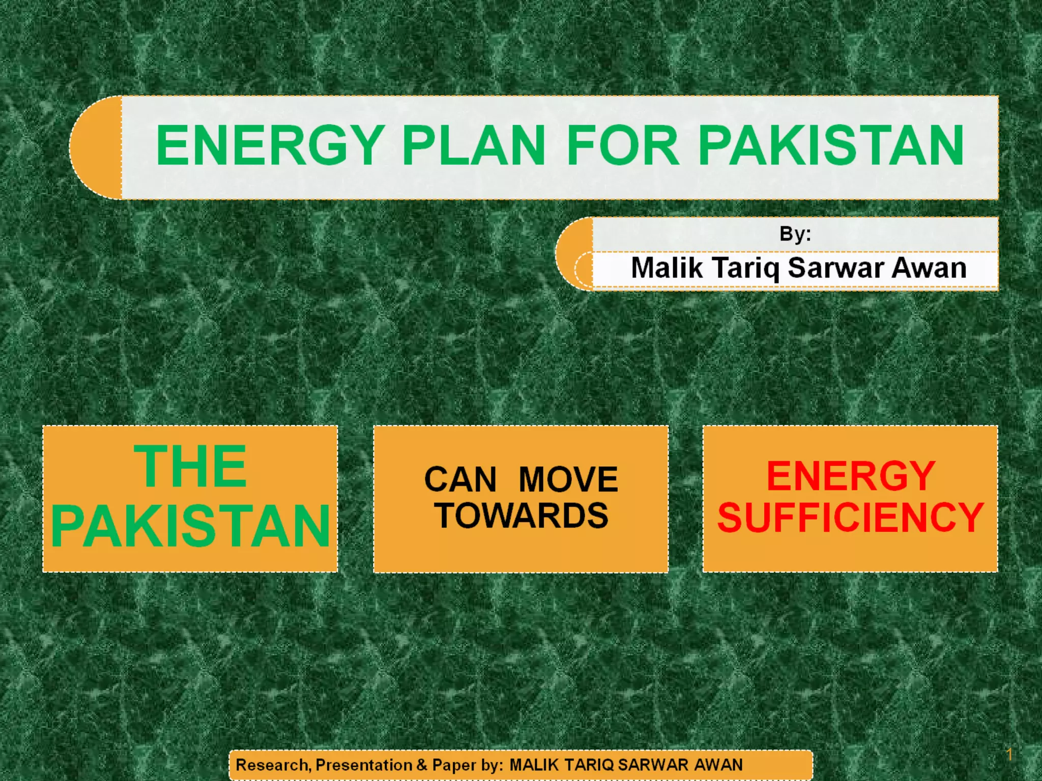 A PAKISTAN GROWTH AND DEVELOPMENT COMPREHENSIVE ENERGY PLAN by A GENIUS ...