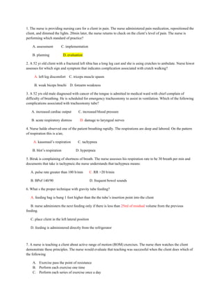 Comprehensive exam for nursing students question | DOCX