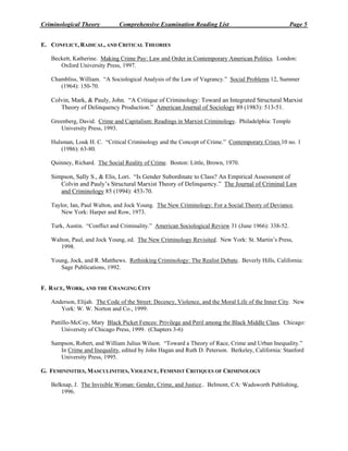 Comprehensive Exam Reading List | PDF