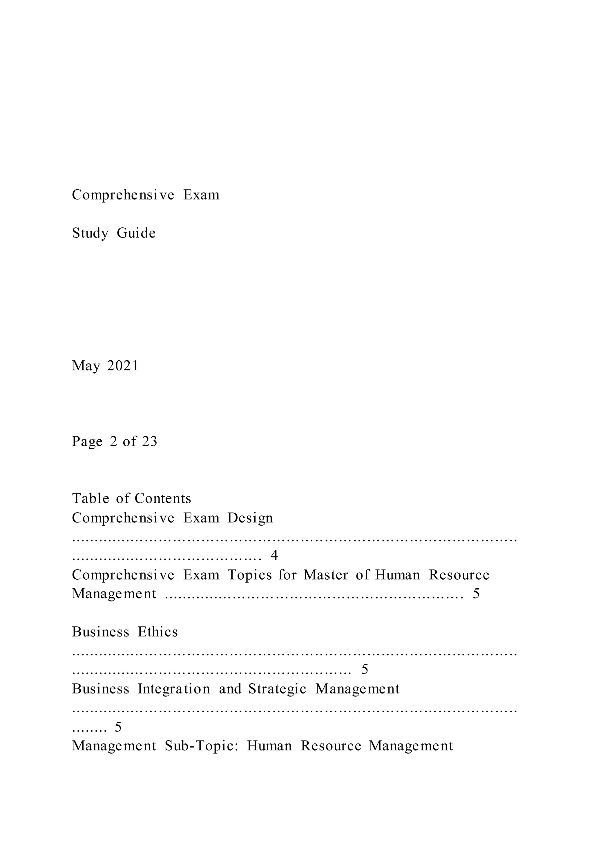 Comprehensive Exam Study Guide May 202 | DOCX