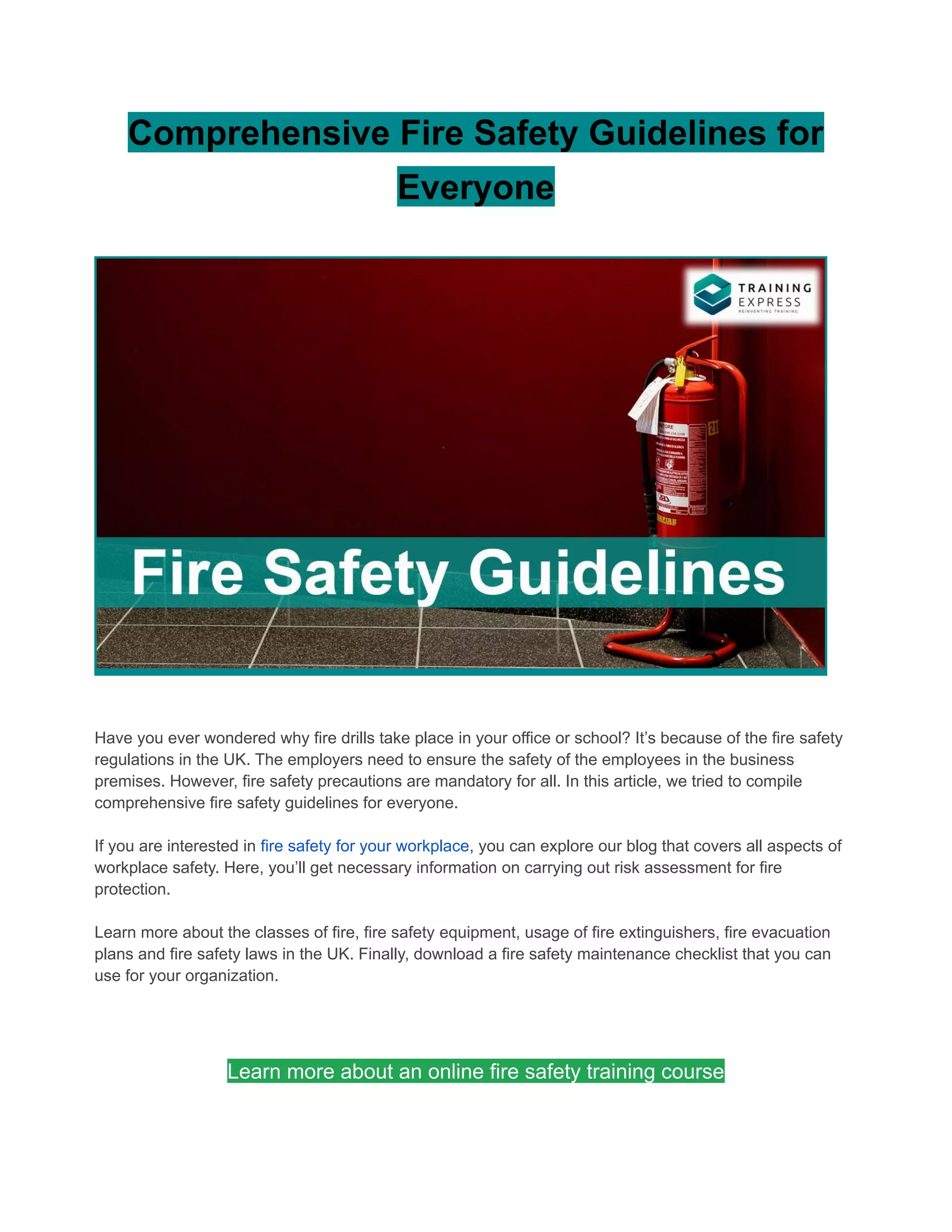 Comprehensive fire safety guidelines for everyone | PDF